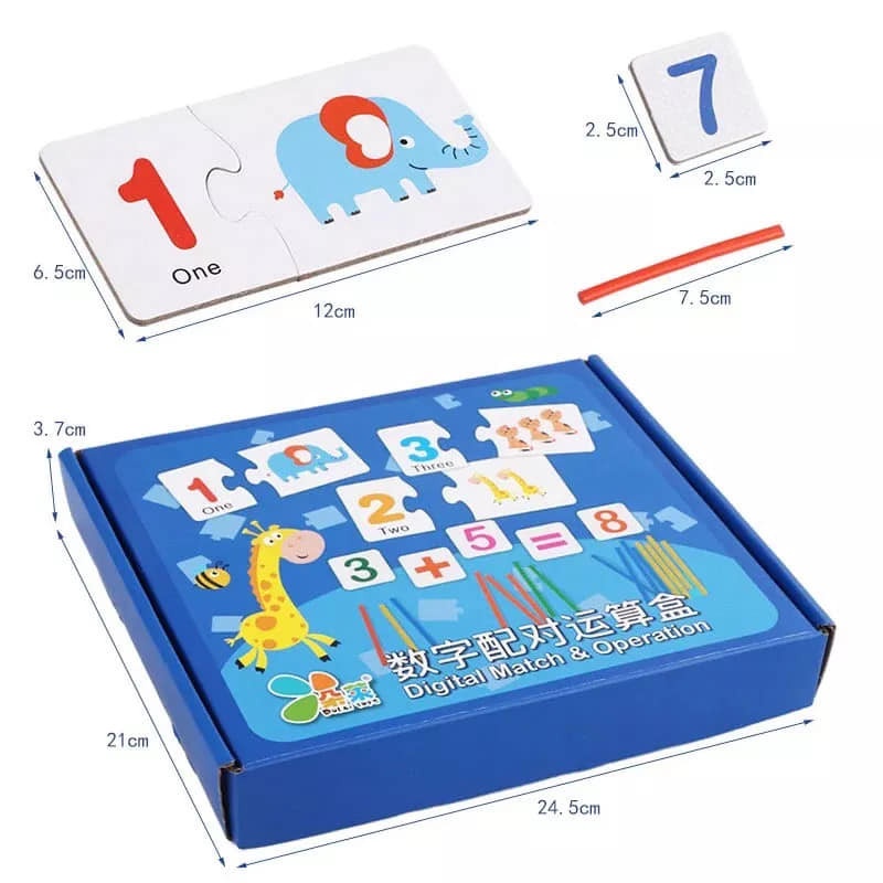 Math Learning Tools Box of Number Matching Cards and Counting Sticks to ...