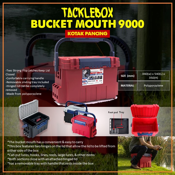 MEIHO Tackle box Bucket Mouth 9000 Kotak Pancing BM9000 original made ...