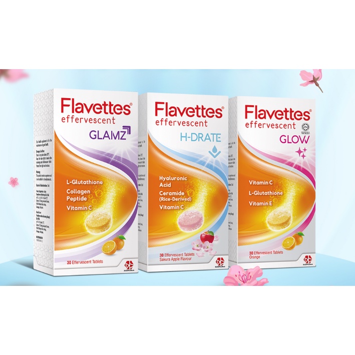 Flavettes Effervescent Vitamin C Glow/ Glamz/ H-drate 1000MG (15's/ 30 ...