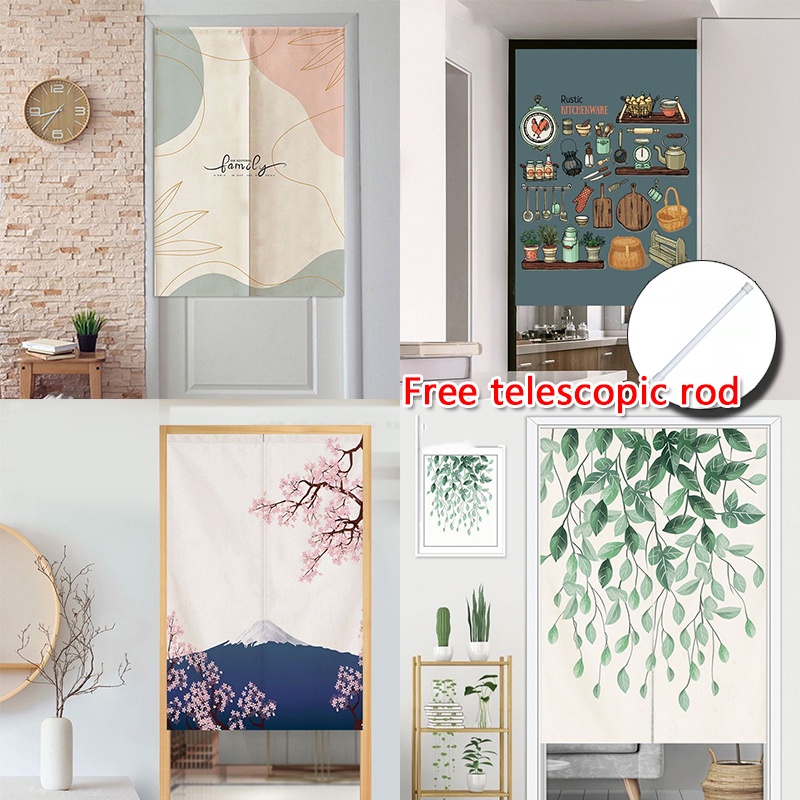 日式两片式布门帘Kitchen Restaurant Langsir Dapur PintuTelescopic Rod Door ...