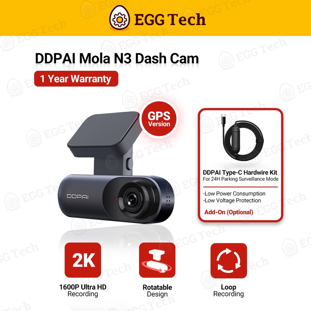 DDPAI Mola N3 / N3 Pro Dash Cam 1600P HD GPS Vehicle Drive Auto Video ...