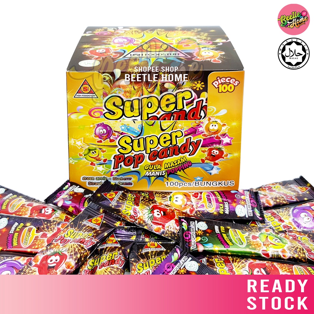 Super Pop Candy Gula Masam 100pcs Gula Meletup Mulut Borong | Shopee ...
