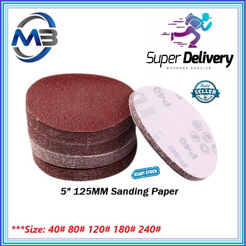 5 inch sanding disc paper 125mm #40 #60 #80 #120 #150 #180 #240 ...