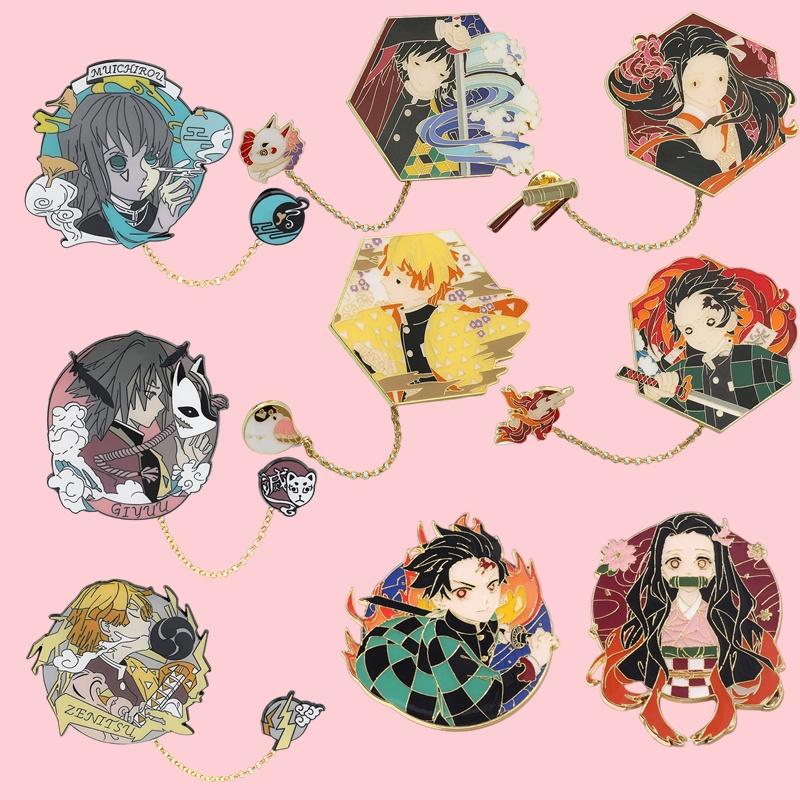 Anime Peripheral Lapel Pins Demon Slayer Series Brooches Gifts for ...