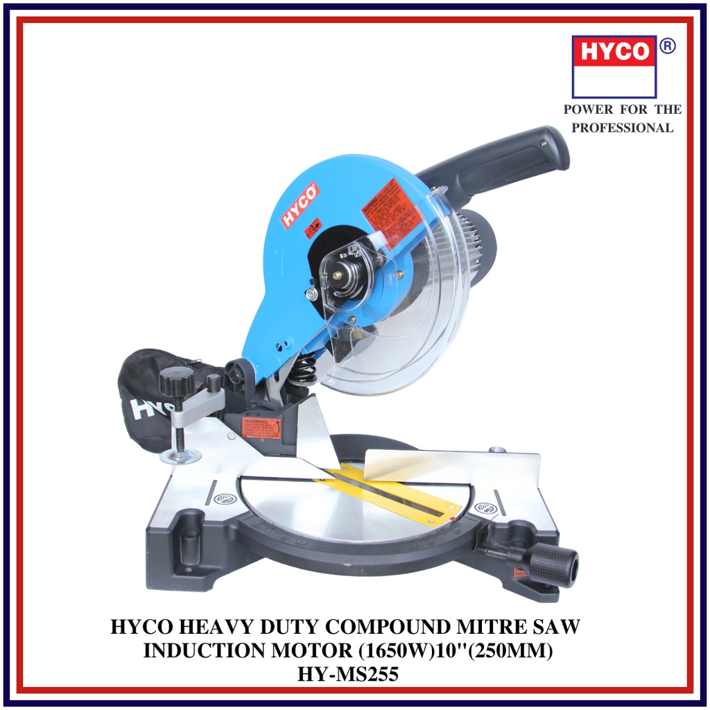 HYCO HY-MS255 Heavy Duty Compound Mitre Saw Induction Motor 250mm(10")(1650W) | Shopee Malaysia