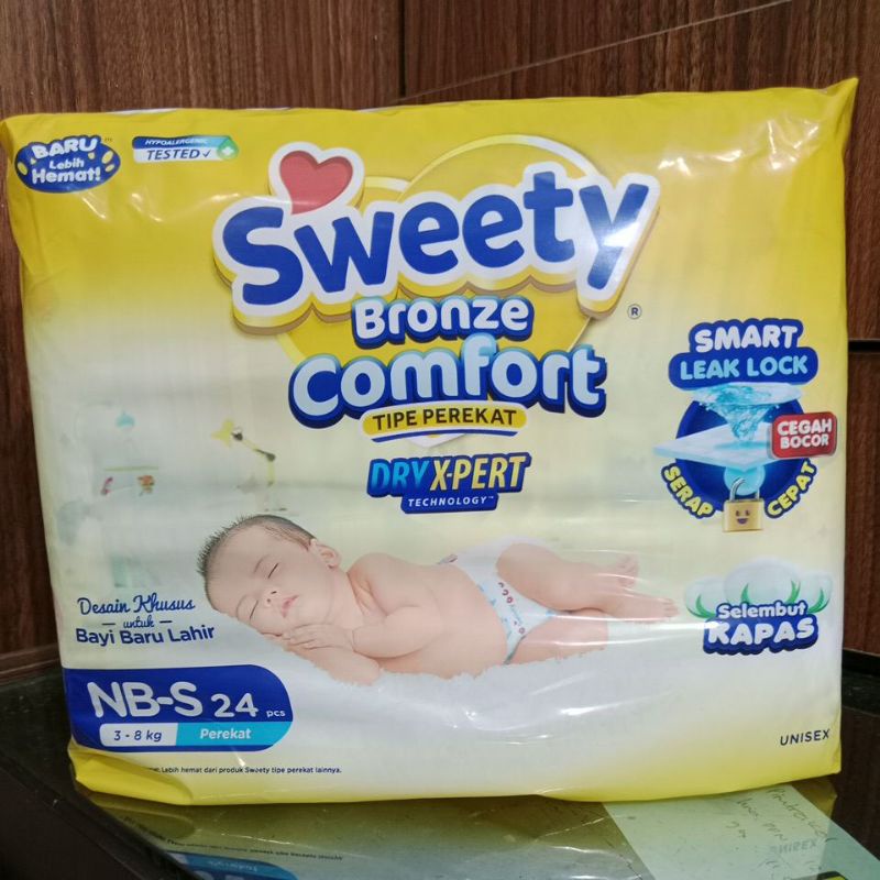 Sweety Bronze Comfort Dry X-pert - Newborn Adhesive Diapers Nb-S 24pcs ...