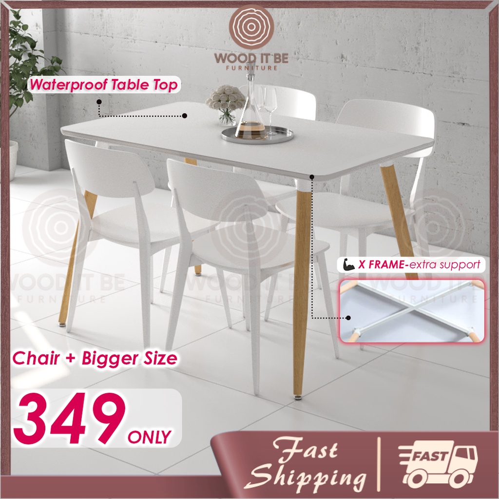 (1+4) WOODITBE Muji Style Dining Set/Eames Dining Table Set/ Cafe table ...