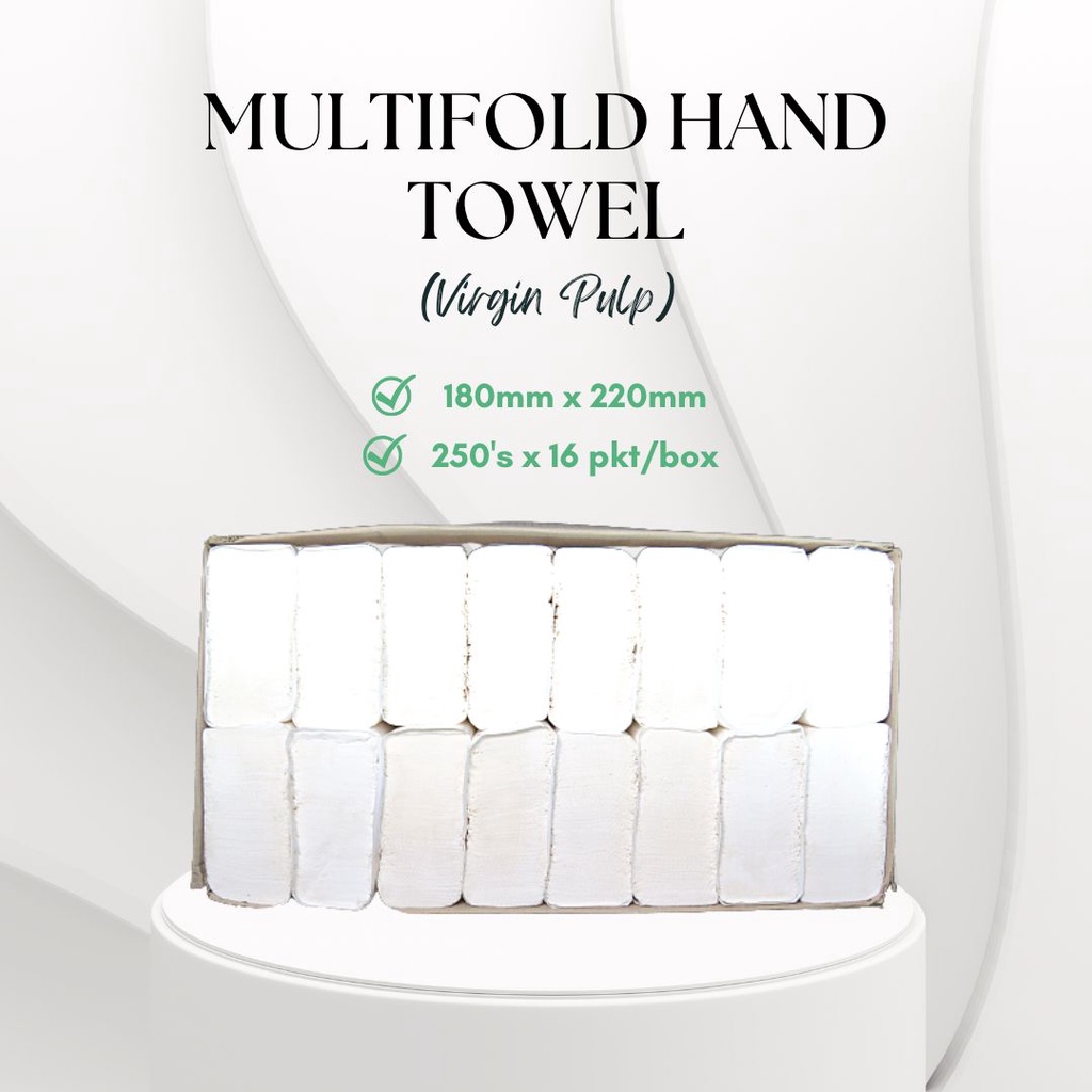 4,000 sheets +-230x230mm [100% Virgin Pulp] MultiFold Hand Towel 250's ...