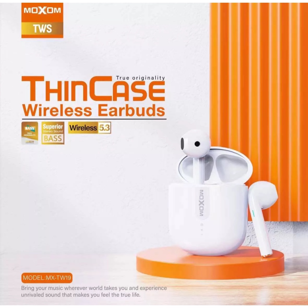 MOXOM MX-TW19 TW19 TWS Truly Thin Case Wireless 5.3 Bluetooth Earbuds ...