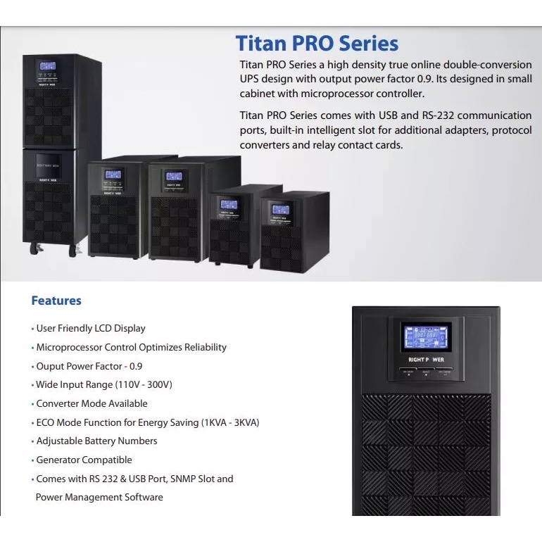 Right Power Titan PRO 3K 3000 2K 2000 1K 1000 UPS TITANPRO3K TITANPRO2K ...