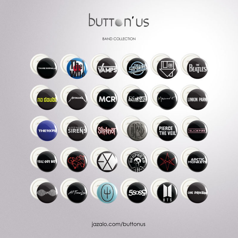 button'us Band Pin-back Button Badge - Lencana Butang Logo Music Muzik ...