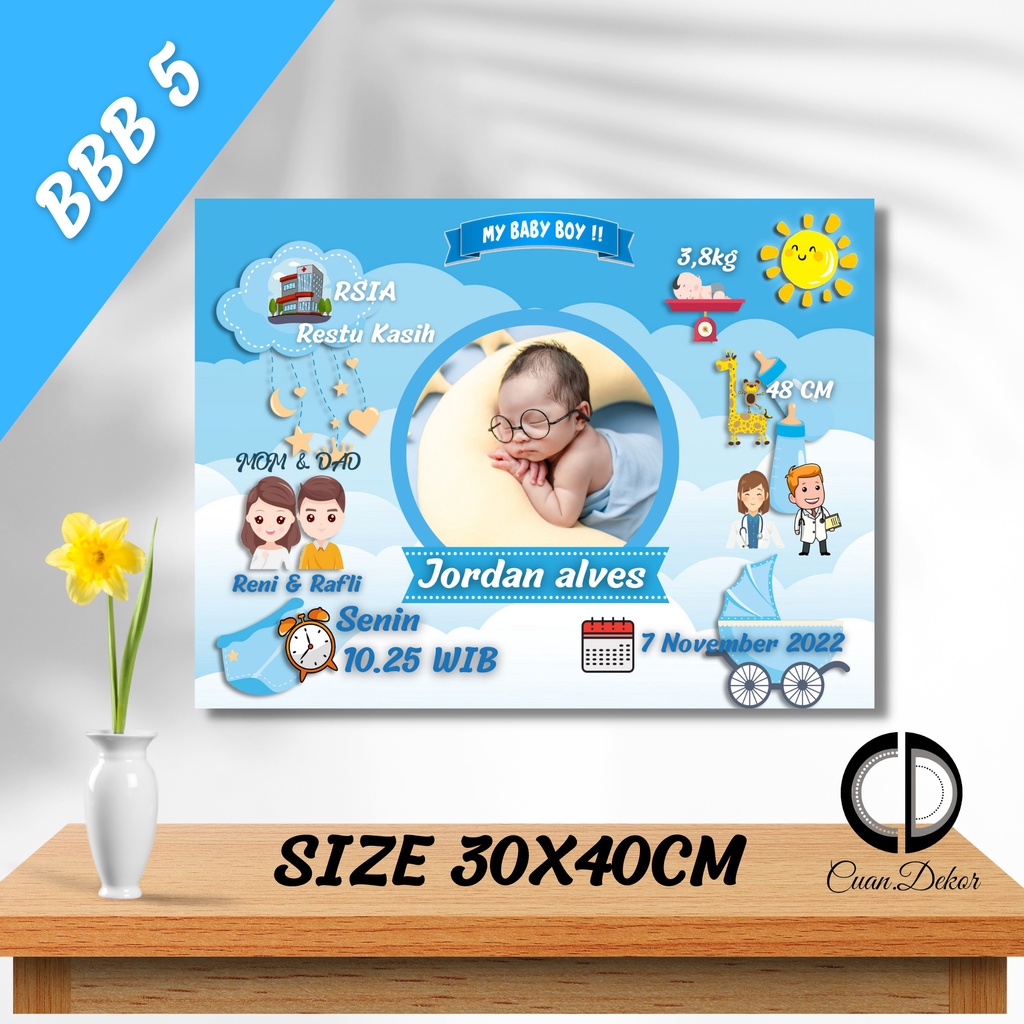 Print Baby Boy Bio Data Photos Size 30X40+frame | Shopee Malaysia