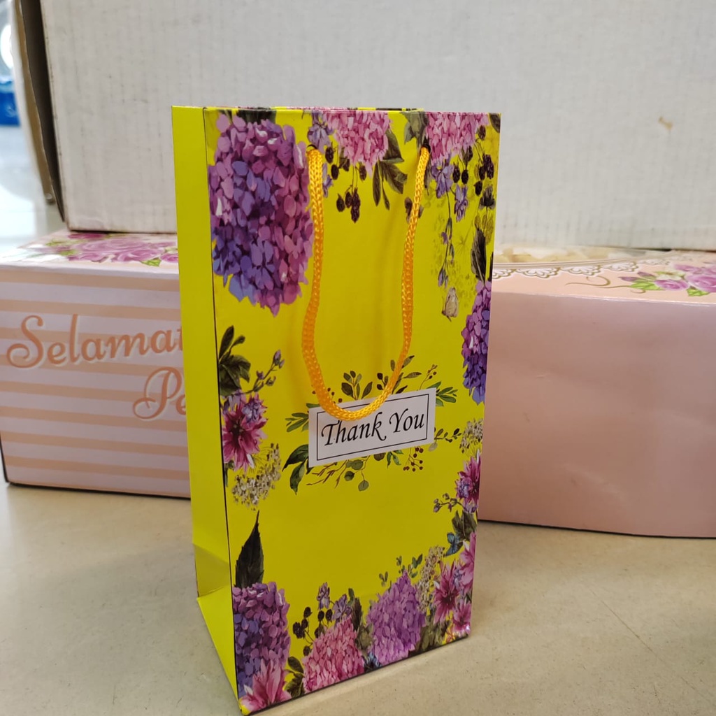 100PCS PAPER BEG FLORAL PRINTED 21CM X 10 CM X 7CM Paper Beg Air Kotak ...