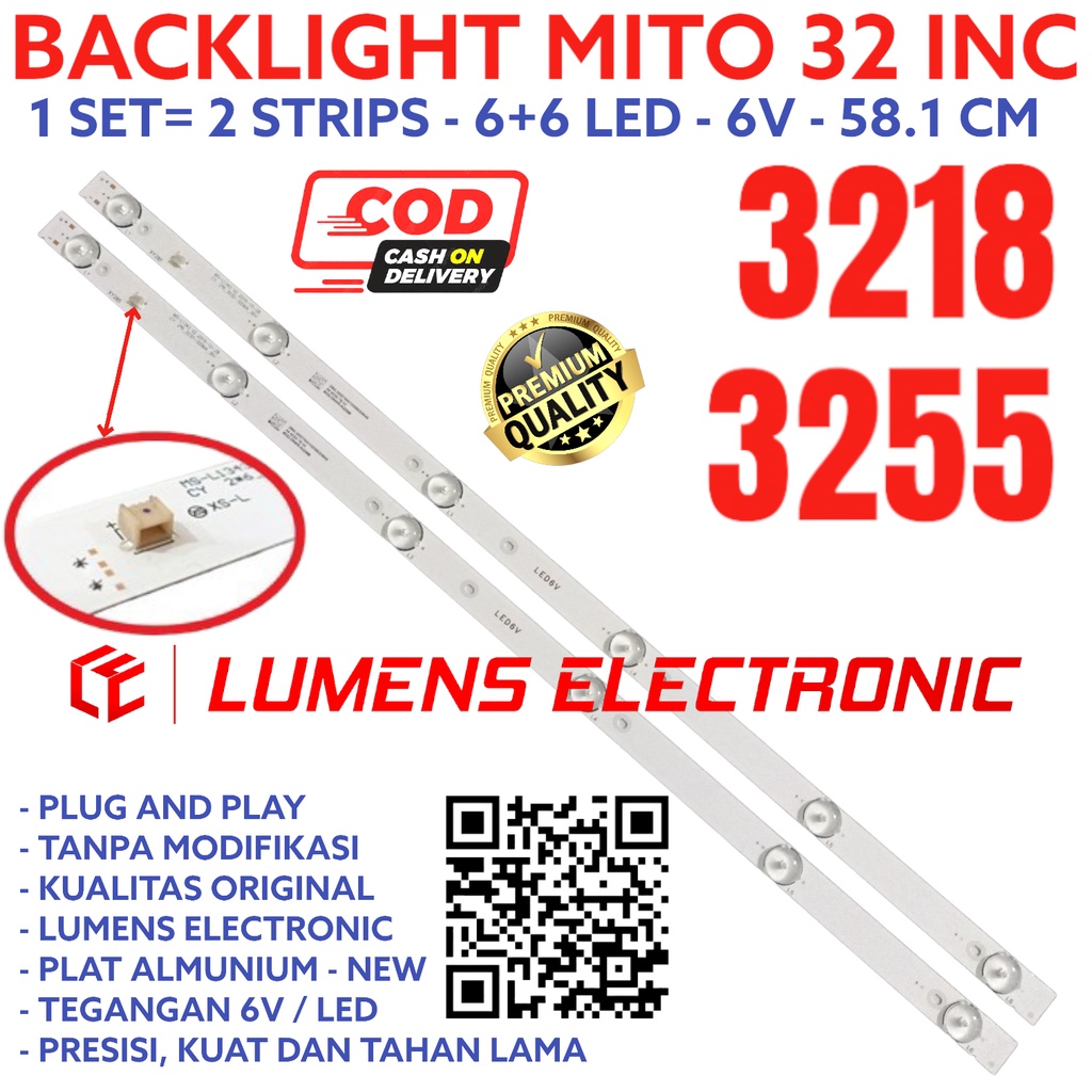 MITO 32 INC LED TV BACKLIGHT 3218 3255 BL LAMP 6K 6V 32INC 32INCH 32IN ...