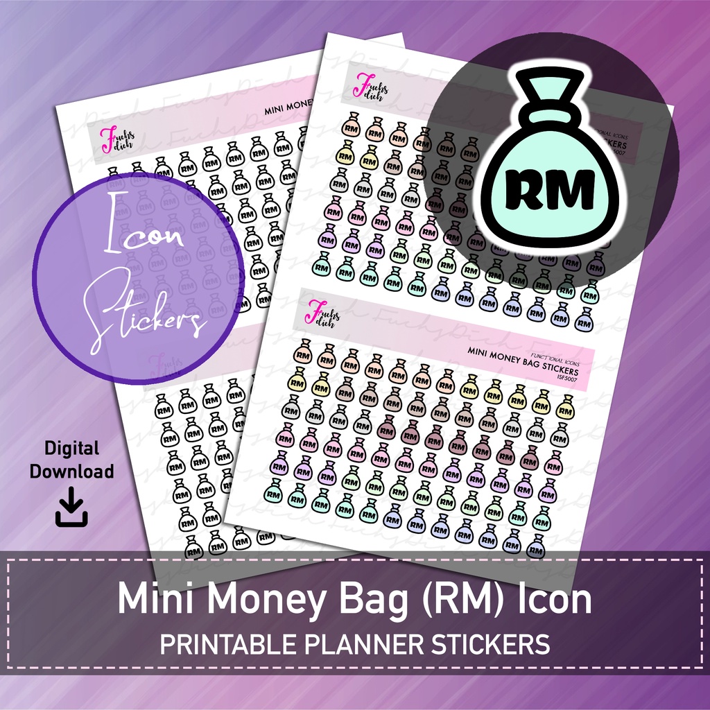 FuchsDich Printable Mini MONEY BAG (RM) Icon Stickers | PDF File | Duit ...