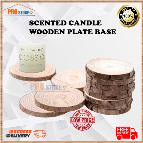 【PROSTOREMALAYSIA】 Wooden Scented Candle Base Plate Natural Pine Wood ...