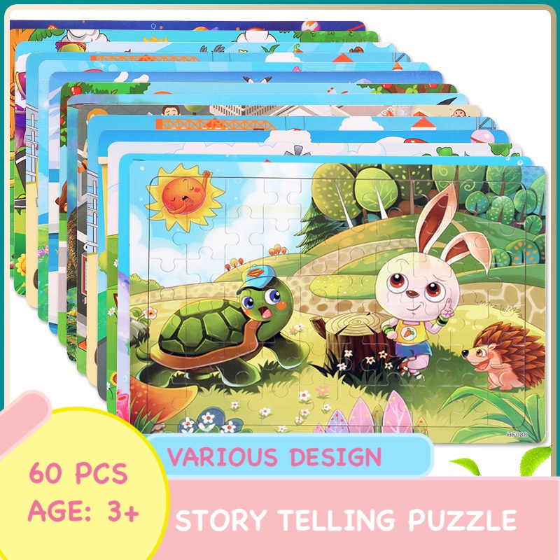 60pcs Wooden Type Jigsaw Puzzle Colourful Puzzle Kids Early Learning ...