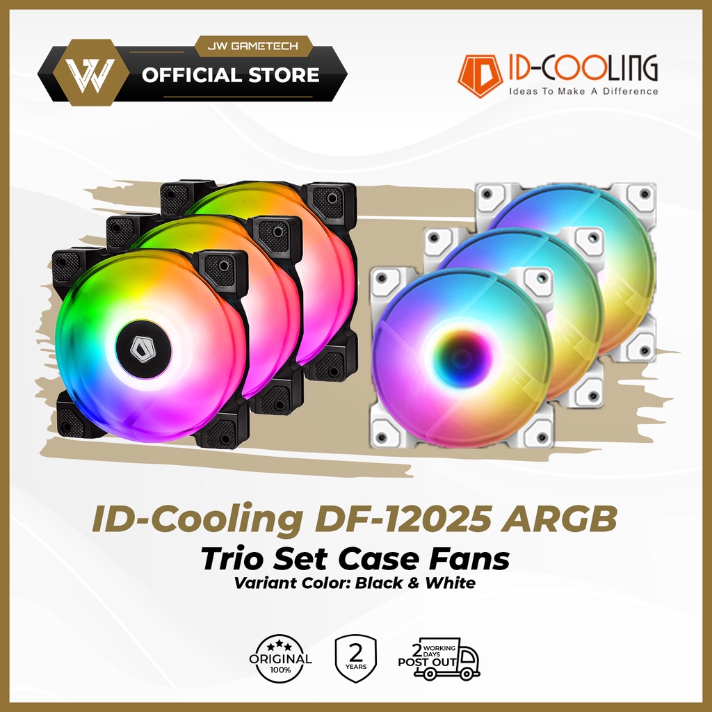 ID-Cooling DF-12025 ARGB 120mm Case Fan Trio Set - Black | Snow (White) | Shopee Malaysia