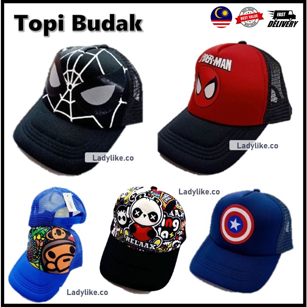 Kid Cap Topi Jaring Budak Superhero Marvel Baseball Cap Spiderman Panda ...