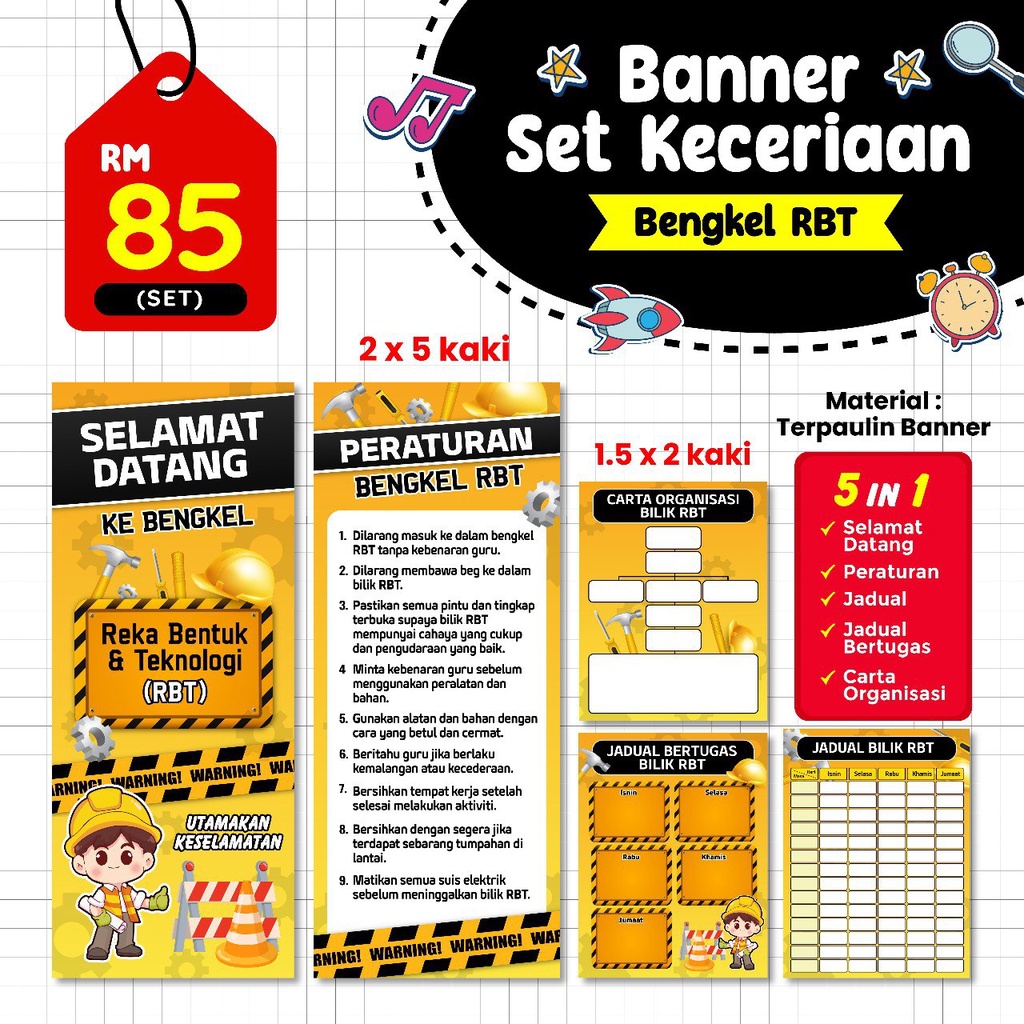 🔥 Set Banner Bengkel RBT 🔥 Set Keceriaan Kelas 🔥 | Shopee Malaysia