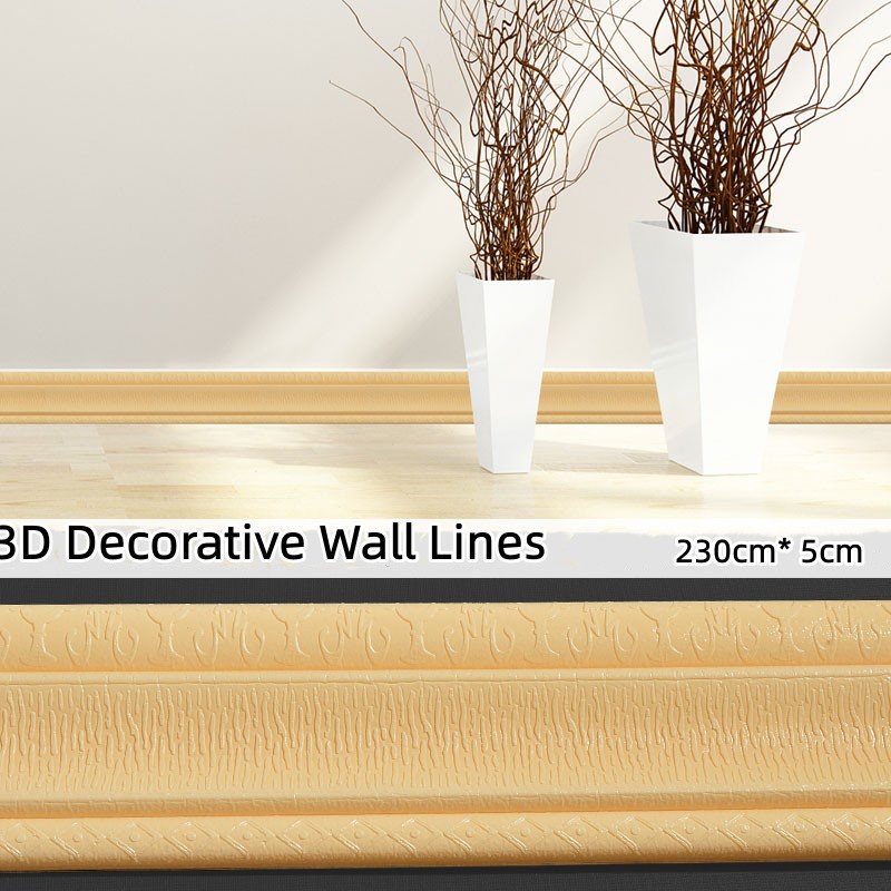 Embossed Corner Line 3D Foam Wall Waist Line Waterproof Border Self ...