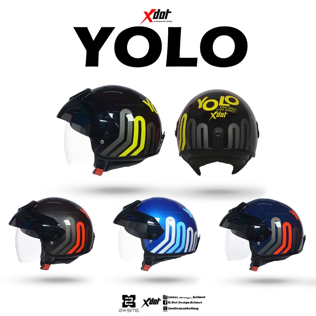 [READY STOCKS] G118 XDot Semi Jet Helmet YOLO / Half Cut / SIRIM ...