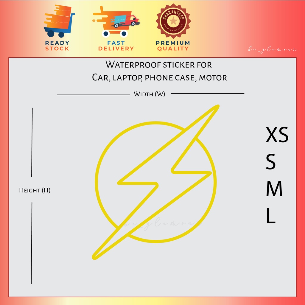 Flash DC Logo Reflective Sticker DC Universe DCU pantulan cahaya Kereta ...