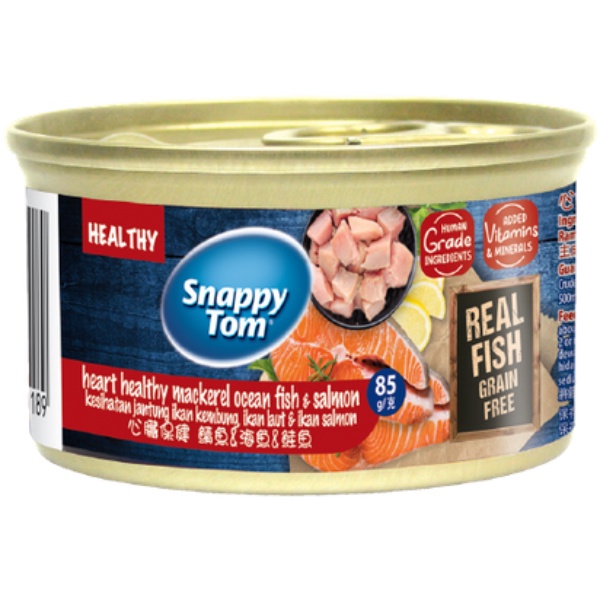 SNAPPY TOM PREMIUM MACKERAL OCEAN FISH & SALMON CANNED FOOD 85G X 24TIN ...