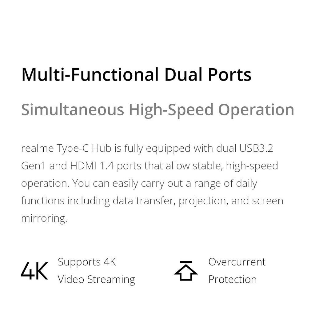 realme Type-C HUB - USB3.2 Gen1 & HDMI1.4 Dual Ports | Type-C Port ...