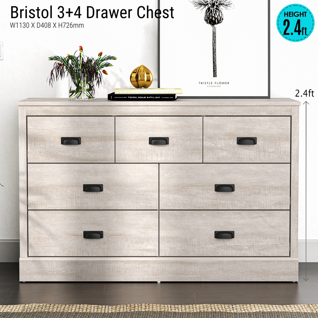 Bristol Collection 4+3 Drawer Chest Storage cabinet | Shopee Malaysia