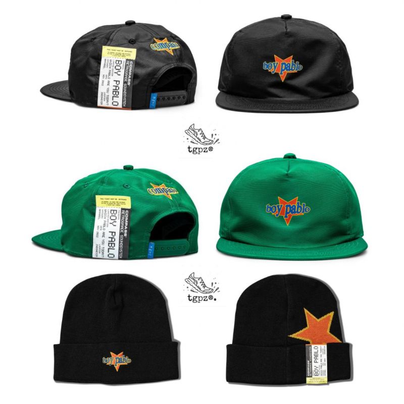 Compass x Boy Pablo/Boy Pablo Hat Black/Green | Boy Pablo Beanie ...