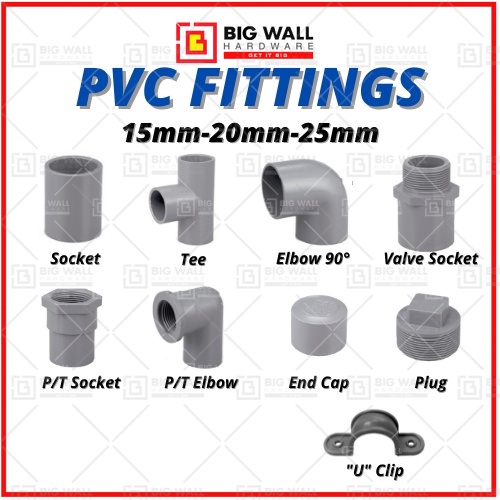 PVC Pipe Fitting Paip PVC Connector Socket Elbow Tee Valve Socket Plug End Cap U Clip PT Socket ...