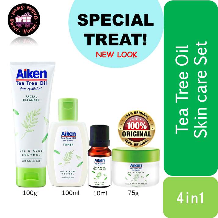 Aiken Tea Tree Oil Skincare Acne Set 4in1 | Shopee Malaysia