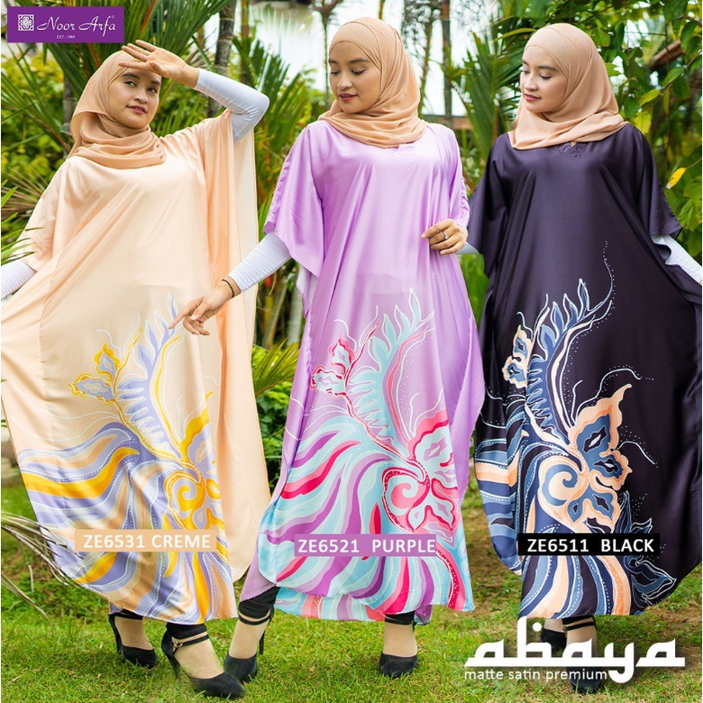 (READY STOCK) ABAYA MATTE SATIN PREMIUM NOOR ARFA BATIK ORIGINAL ...