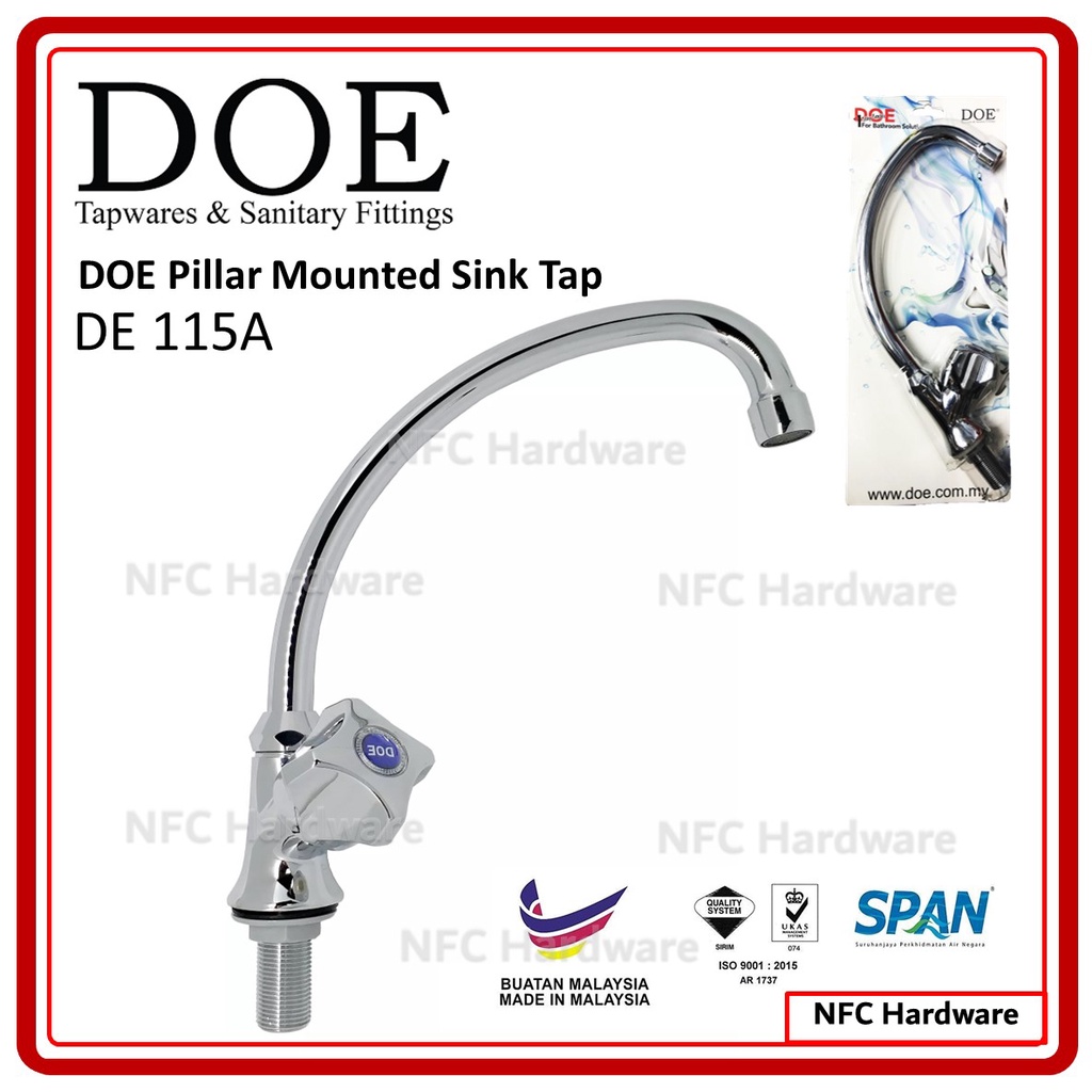 DOE DE 115A Pillar Mounted Sink Tap - Arrowline Handle | Shopee Malaysia