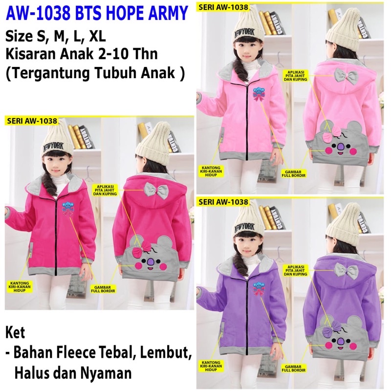 Koya premium embroidered BT21 girls jacket embossed | 1038 | Shopee ...
