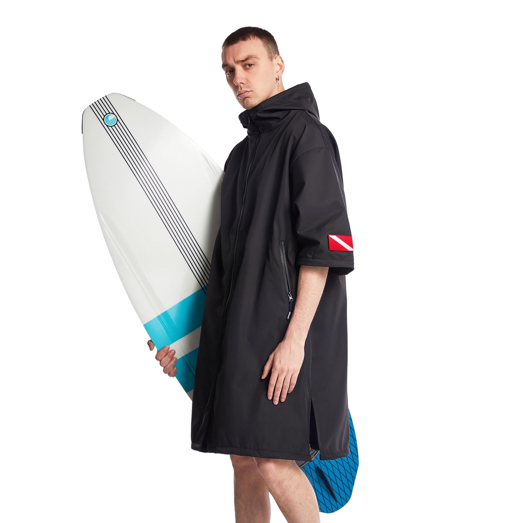 Waterproof Surf Poncho Changing Towel Robe, Short Sleeve Outdoor Quick ...