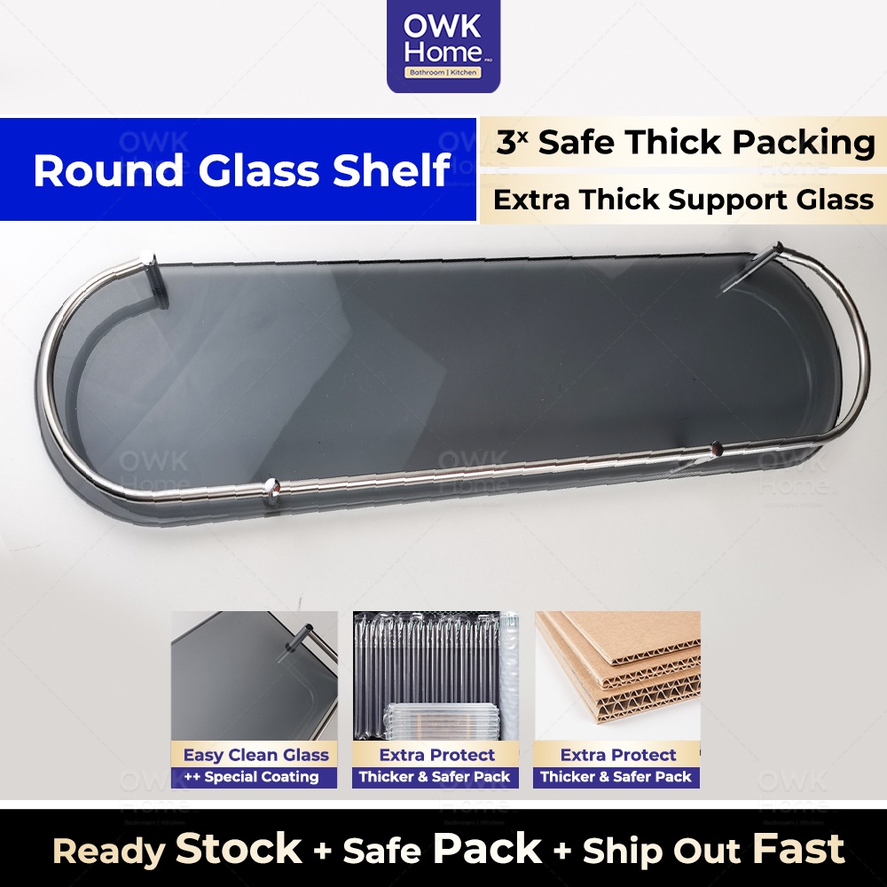 Bathroom Glass Shelf Stainless Steel | Black Glass Shelf | Rak Kaca ...