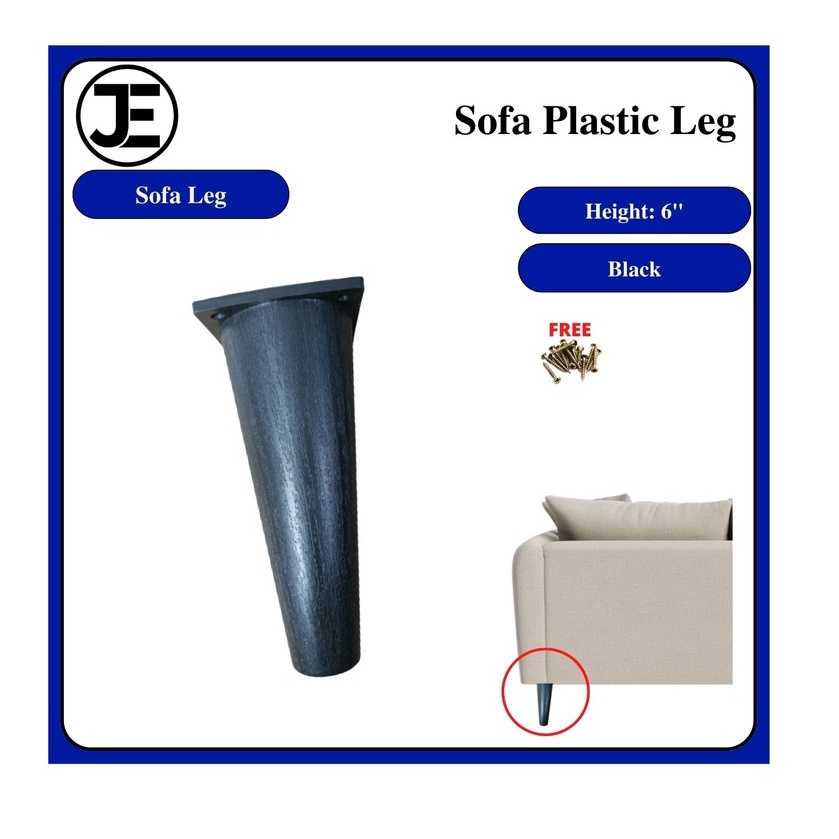 6" / 150mm Sofa Plastic Cone Leg DIY Sofa Repair Divan (NO.98) | Shopee ...