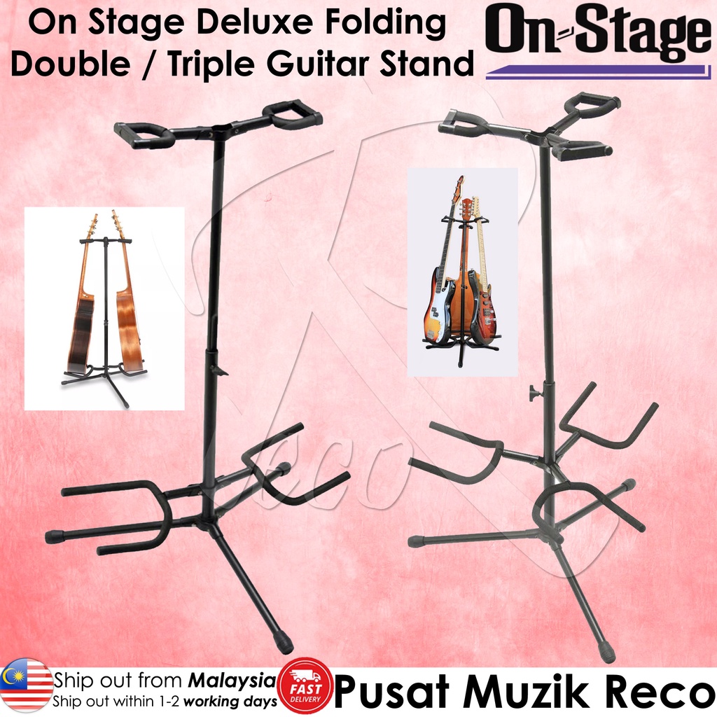 On Stage Stands GS7221BD GS7321BT Deluxe Folding Double Triple Guitar ...