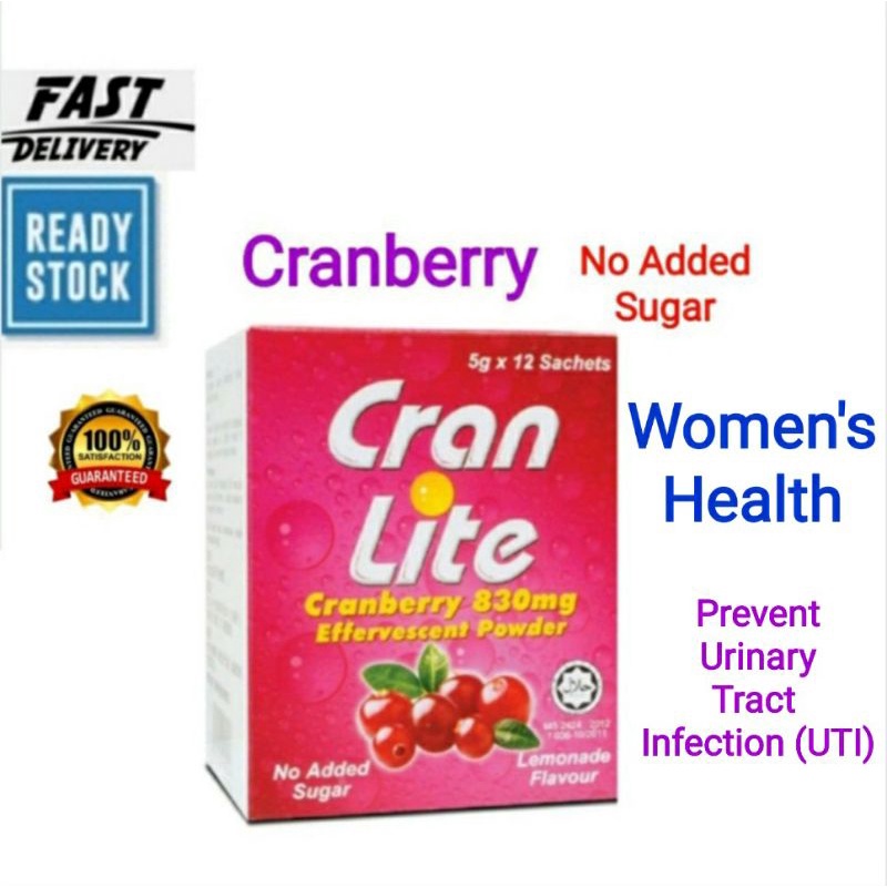 CRAN LITE CRANBERRY EXP:04/2024 12 SACHETS 5G EFFERVESCENT POWDER 830MG ...