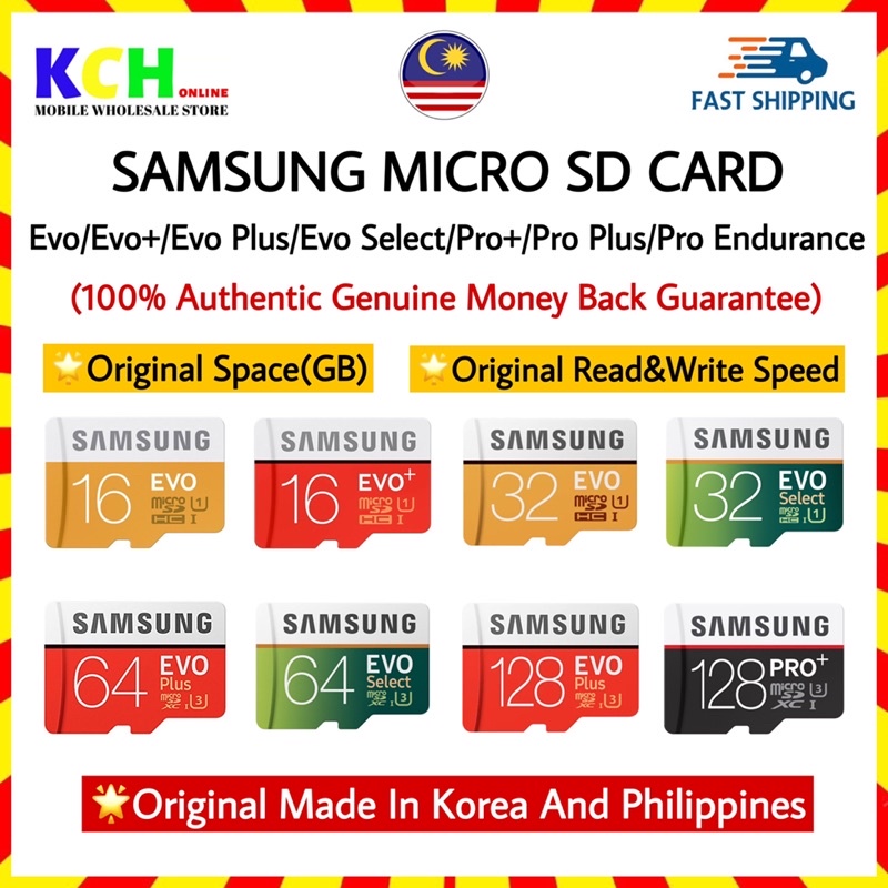 (💯GENUINE)Samsung Micro SD Card EVO/EVO+/EVO Plus/EVO Select/PRO+/PRO ...