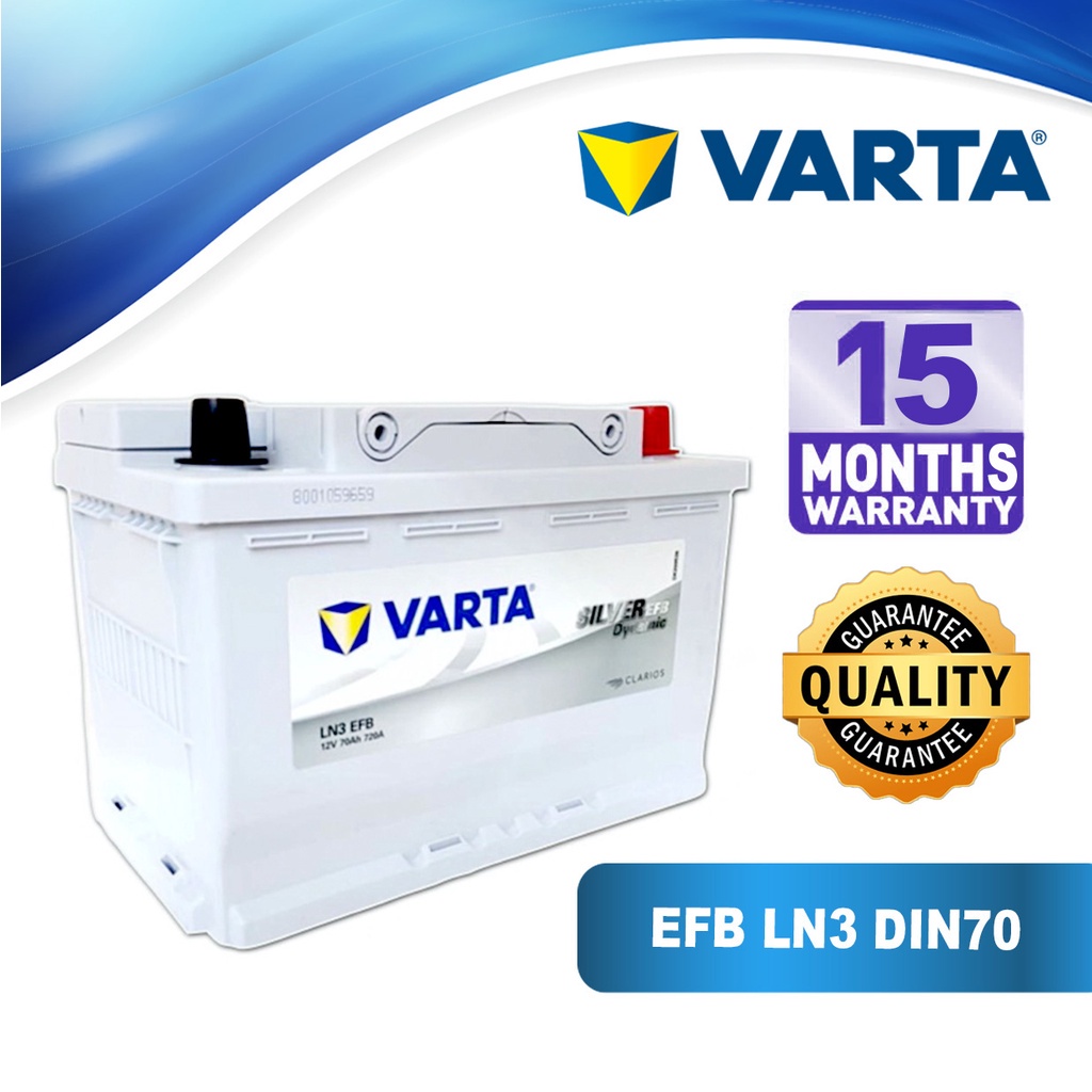 VARTA DIN70 EFB LN3 Silver Dynamic EFB Car Battery for Volkswagen Jetta, MK7, Passat B8 ...
