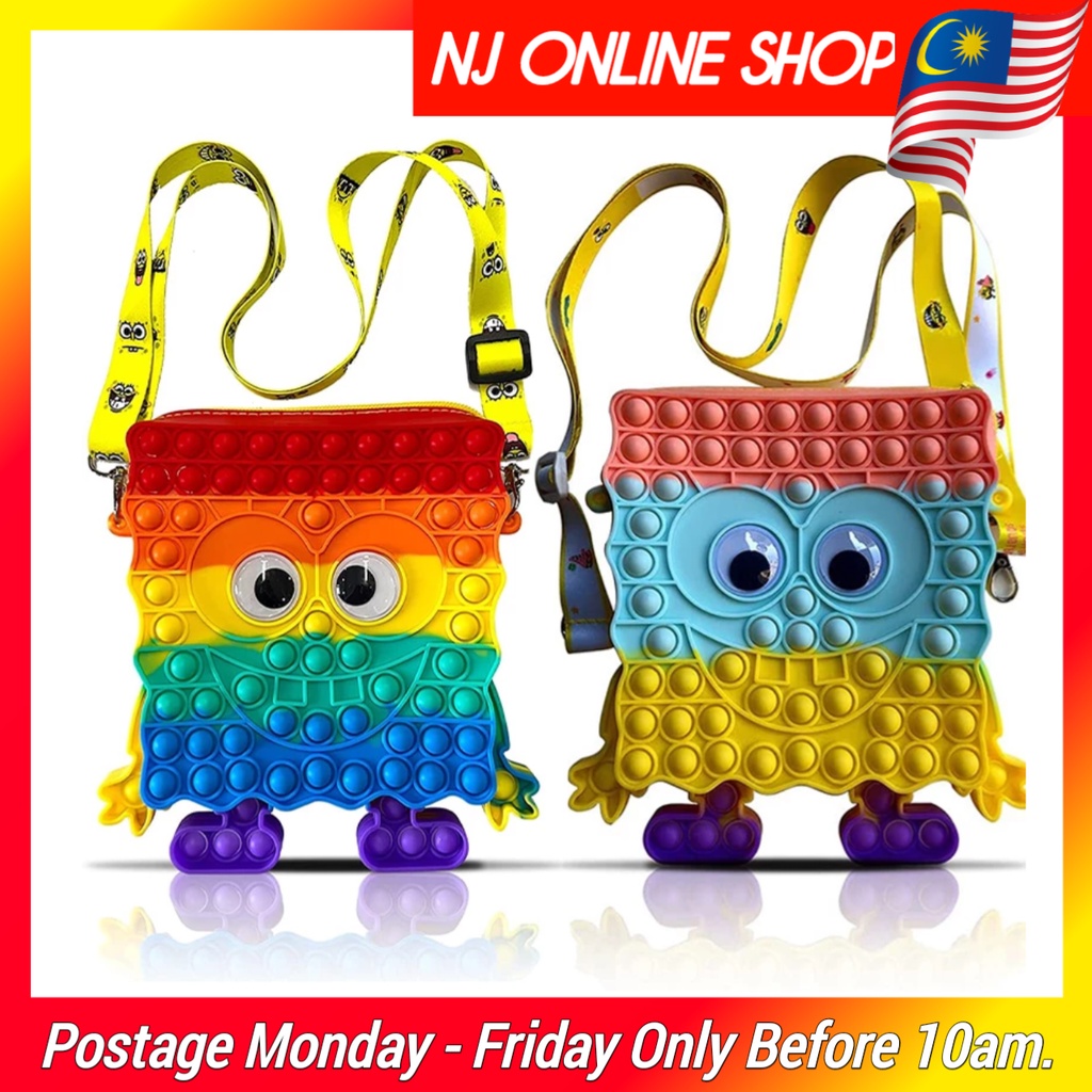 POP IT Bag Spongebob and Hello Kitty Girl Boy Purse Shoulder Bag ...