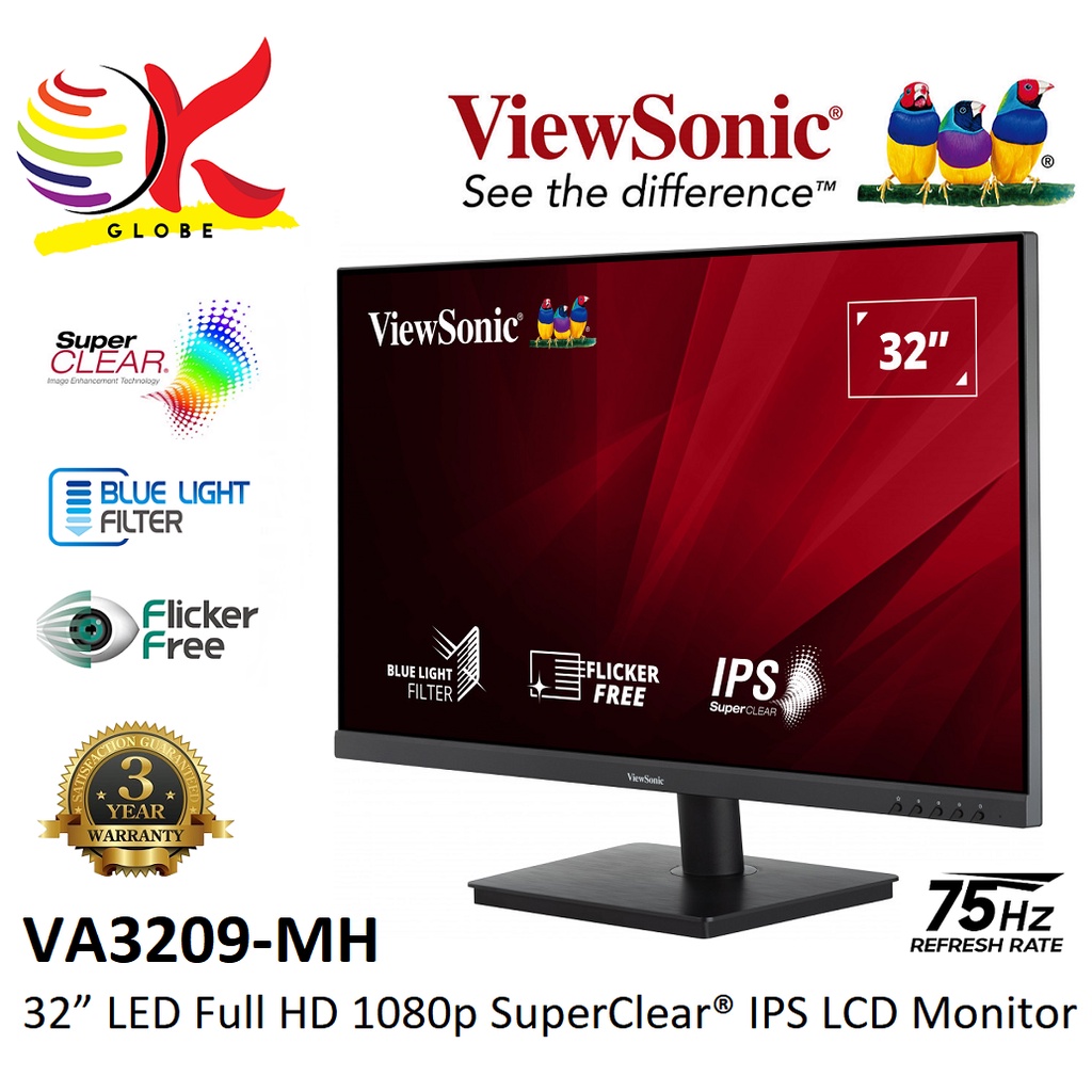 VIEWSONIC 32” VA3209-MH LED FULL HD 1920x1080P@75HZ IPS PANEL GAMING ...