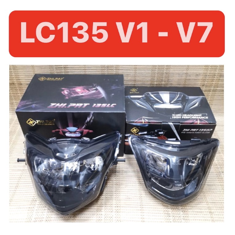 Head lamp lampu Depan (Smoke) LED zhipat yamaha LC135 v1 v2 v3 v4 v5 v6 v7 TINTED 135LC LC135 LC ...