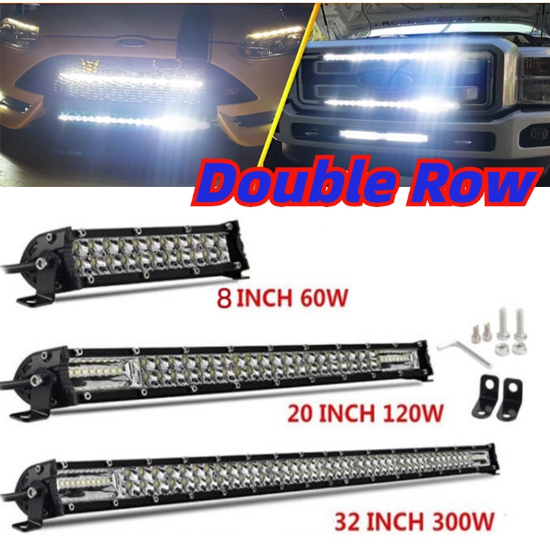 8/20/32 INCH LED Work Light Bar Double Row Combo Beam Adjustable Car ...