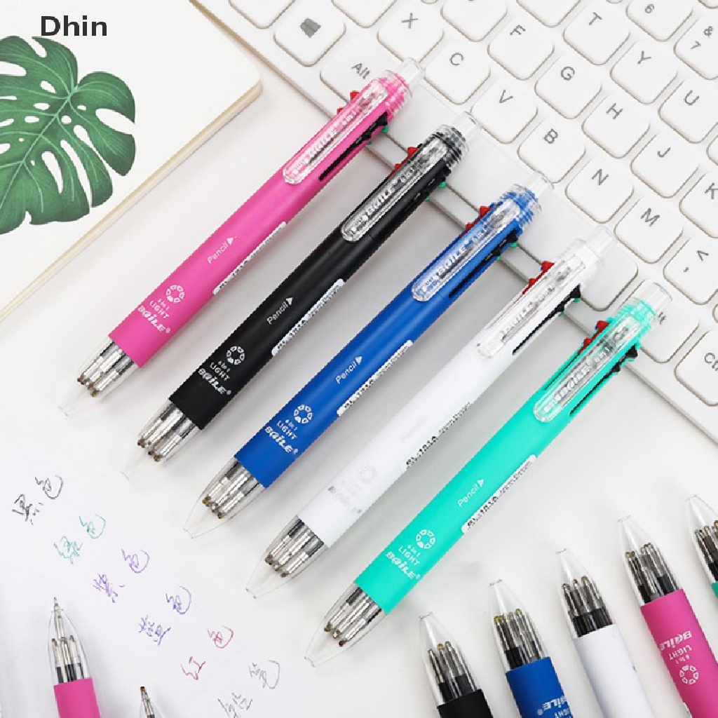 [Dhin] 6 In 1 Multicolor Ballpoint Pens 5 Colors Ball Pen 1 Automatic ...
