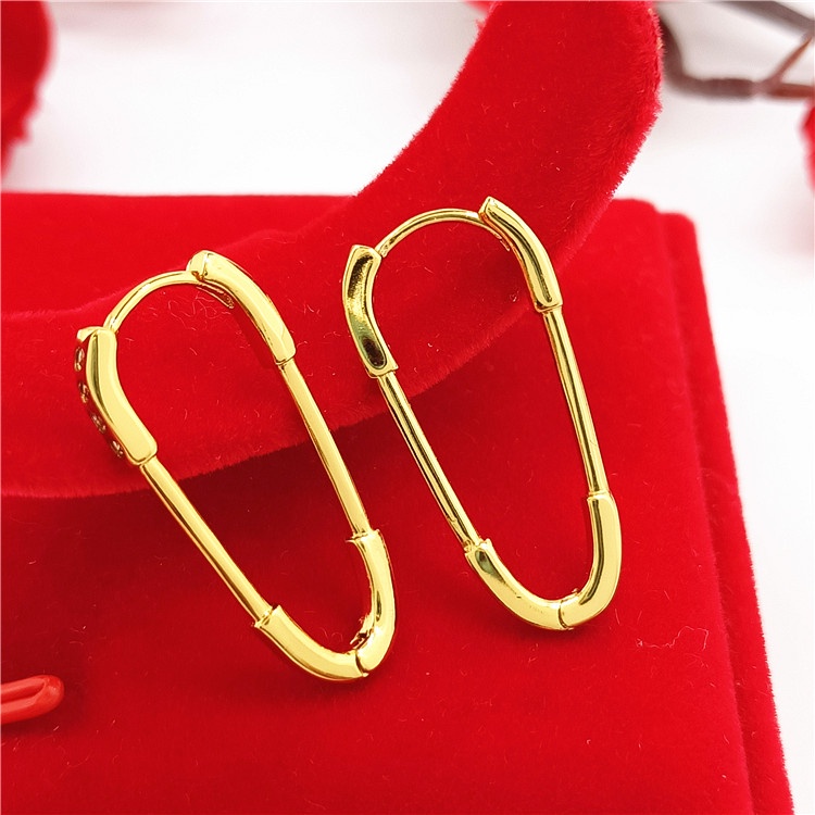 Subang Emas 916 Gold Thicker Type Hoop Earrings / Subang Bulat Tebal ...