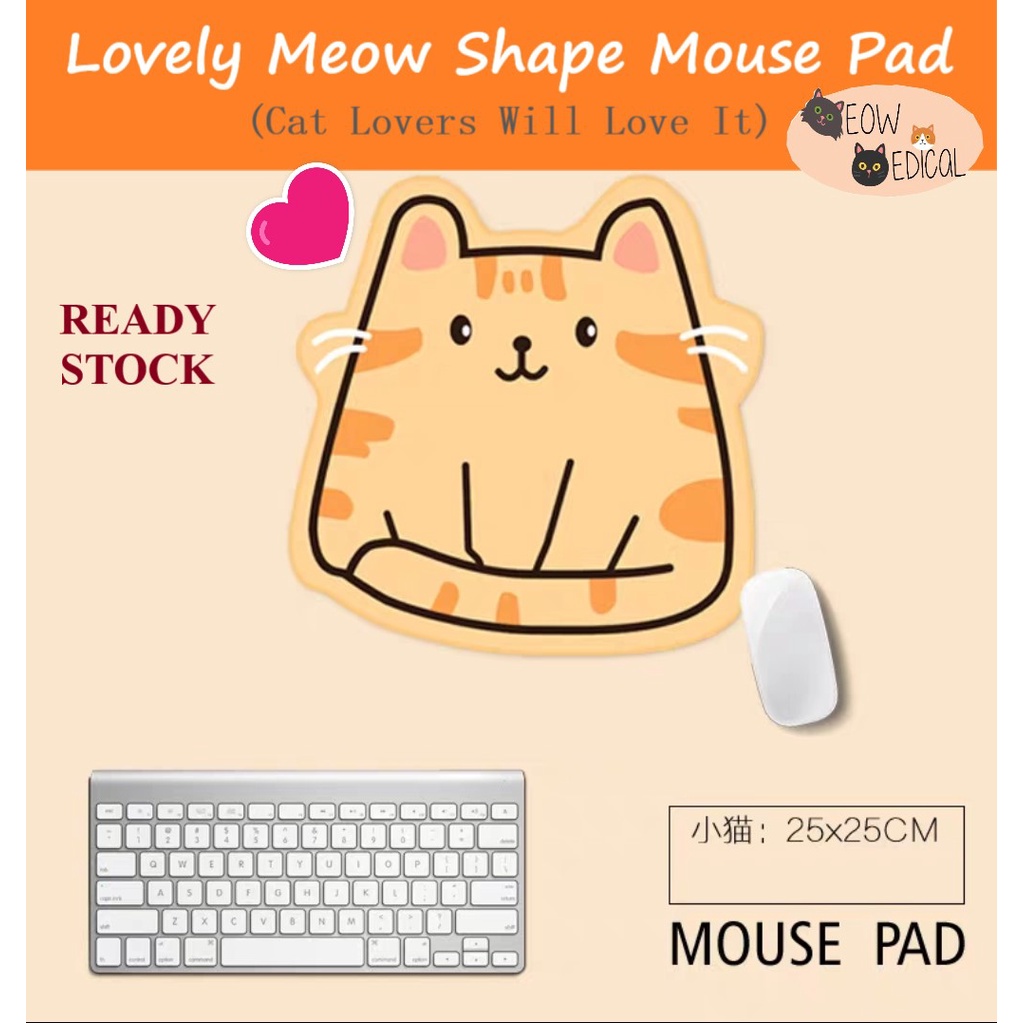 *READY STOCK* Cute Meow Shape Computer Mouse Pad/ Cat Mouse Pad/ Rubber ...